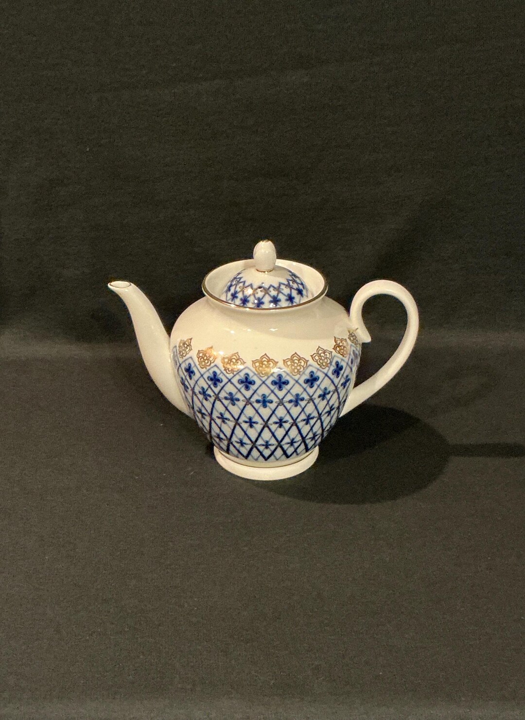 Vintage Imperial Lomonosov Porcelain Cobalt and Gold Teapot St ...