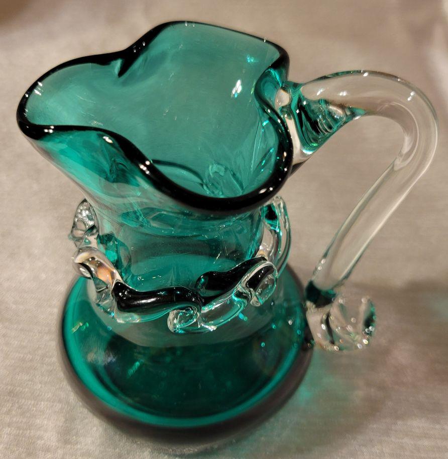 Vintage Green Hand Blown Pilgrim Glass Pitcher - Etsy