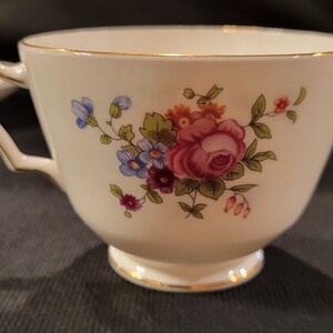 Vintage Crown Staffordshire England Fine Bone China Rose Spray Tea Cup ...