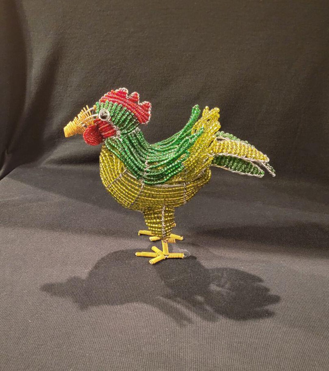 Vintage Rooster Figurine Hand Made of Wire and Glass Beads, Possibly ...