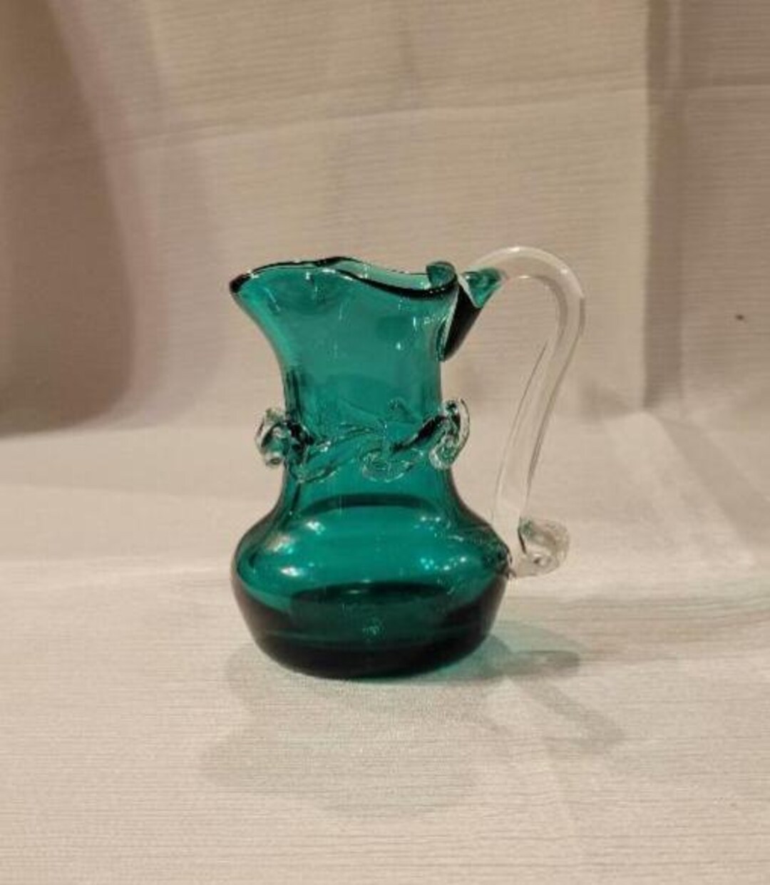 Vintage Green Hand Blown Pilgrim Glass Pitcher - Etsy