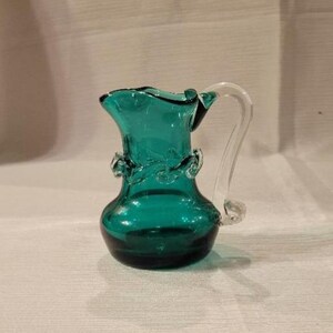 Vintage Green Hand Blown Pilgrim Glass Pitcher - Etsy