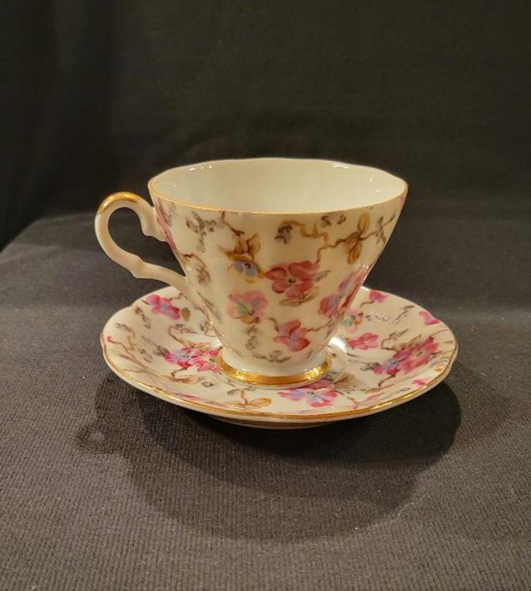 Vintage 1960s Lefton China Floral Chintz Cup and Saucer Pattern #2119 ...