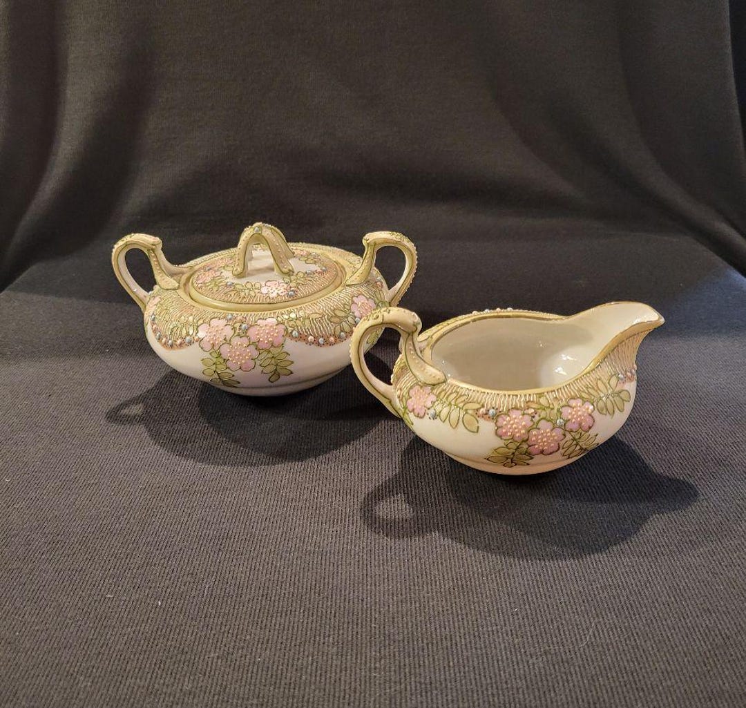 Antique Morimura Brothers Nippon Porcelain Moriage Decorated Sugar Bowl ...