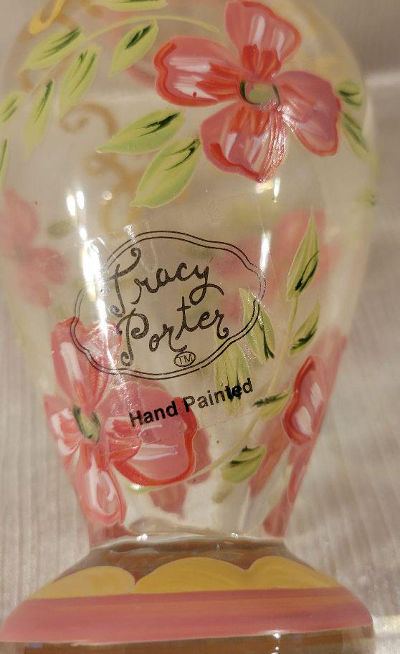 Vintage Tracy Porter Hand Painted Glass Vase With Label - Etsy