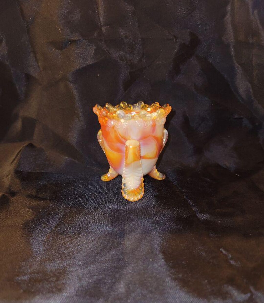 Vintage Boyd Glass Orange Slag Glass Forget-me-not Pattern Footed ...