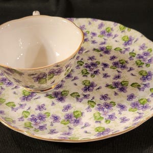 Vintage Lefton's China Violet Chintz Cup and Snack or Luncheon Plate - Etsy