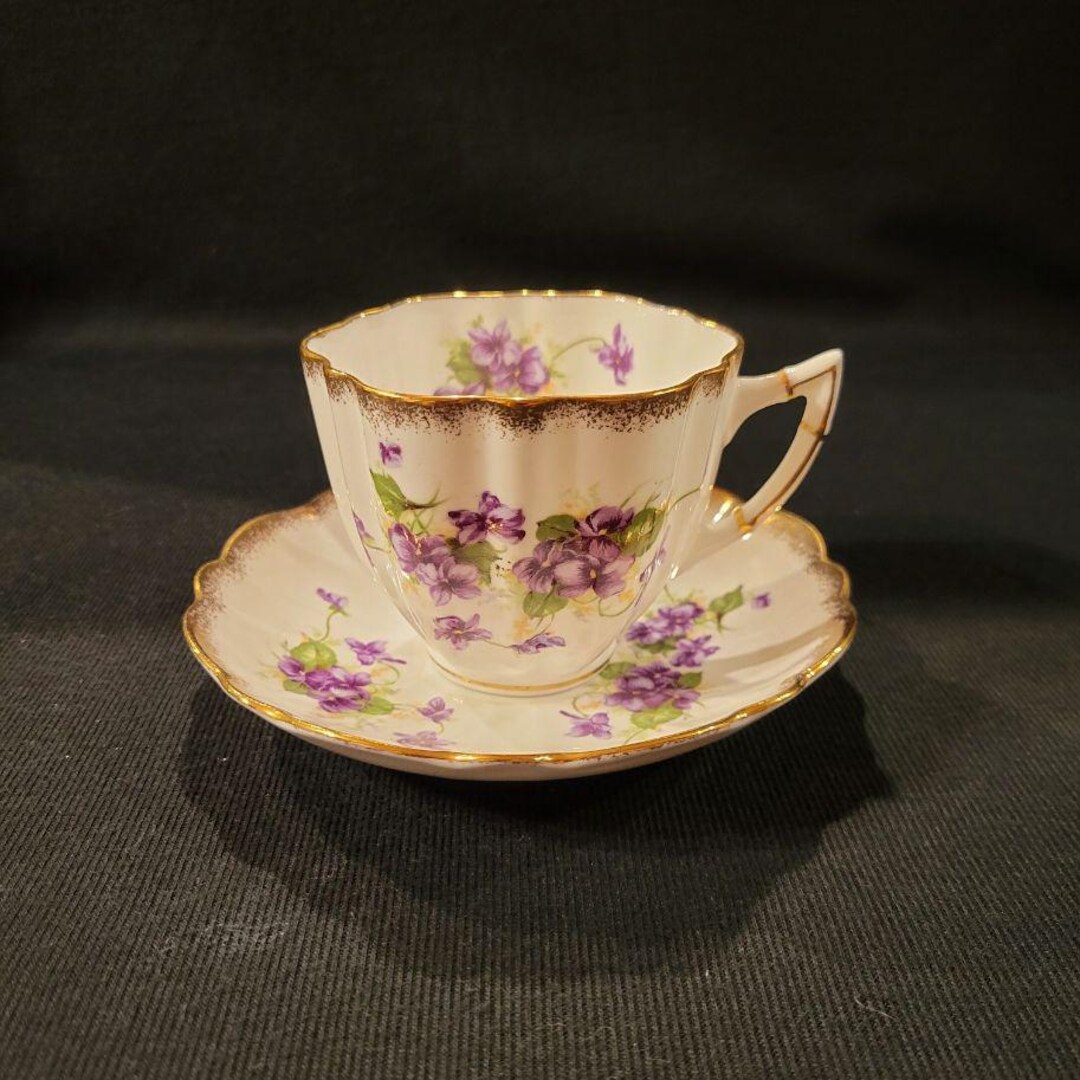 Vintage Victoria Bone Chine Violets Cup and Saucer Made in England - Etsy