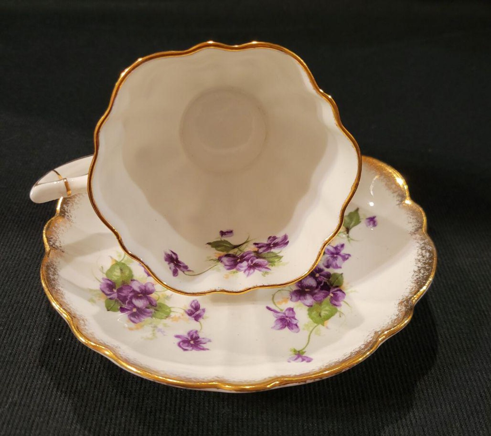 Vintage Victoria Bone Chine Violets Cup and Saucer Made in England - Etsy
