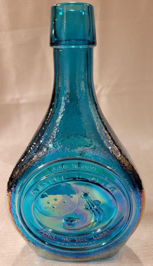Vintage Wheaton Glass Iridescent Blue Apollo 14 Collectible Bottle - Etsy