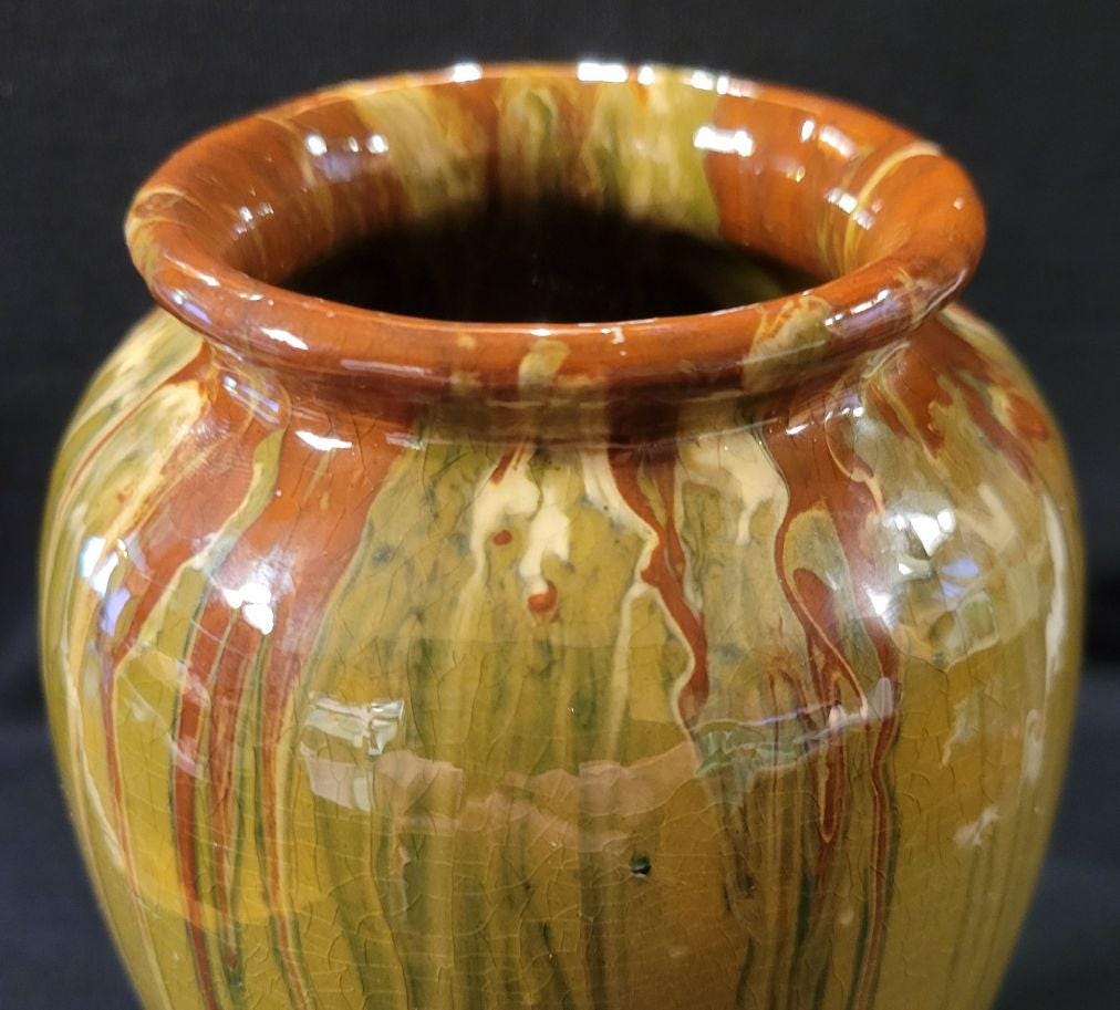 Antique Circa 1920's Peters and Reed Pottery Shadow Ware Vase Olive ...