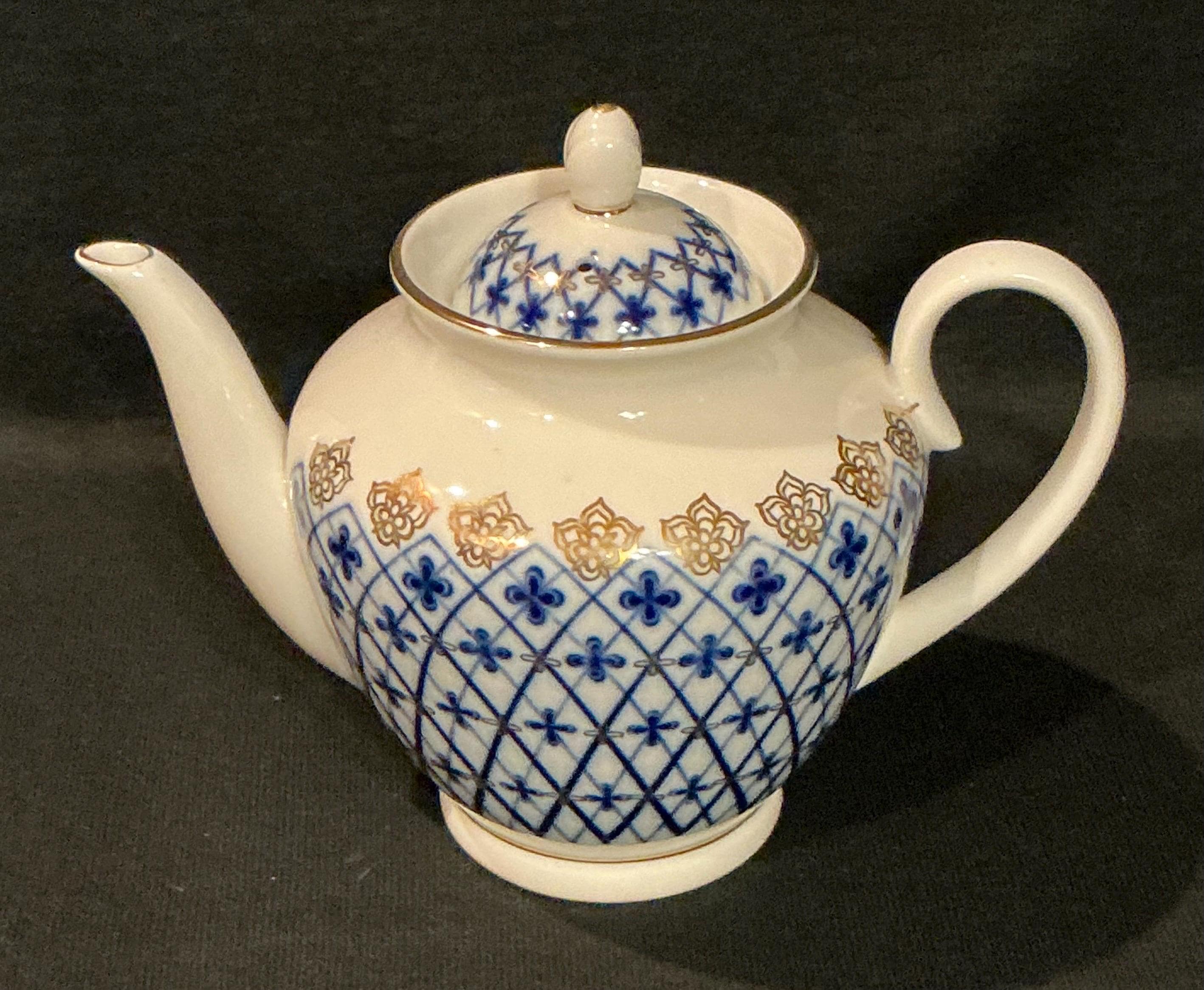 Vintage Imperial Lomonosov Porcelain Cobalt and Gold Teapot St ...