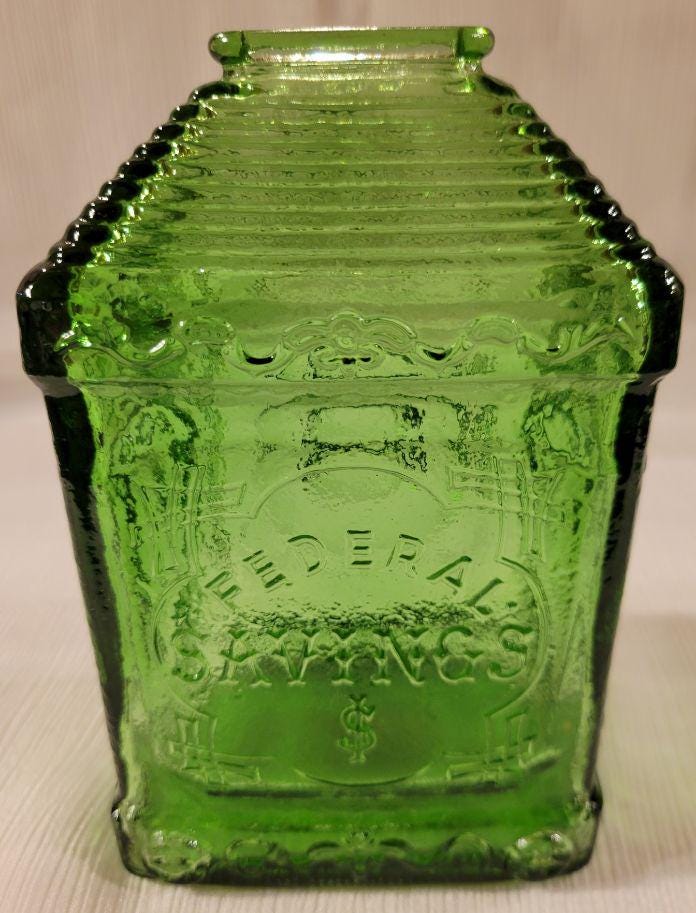 Vintage 1970's Wheaton Glass Green Glass Savings Still Bank - Etsy