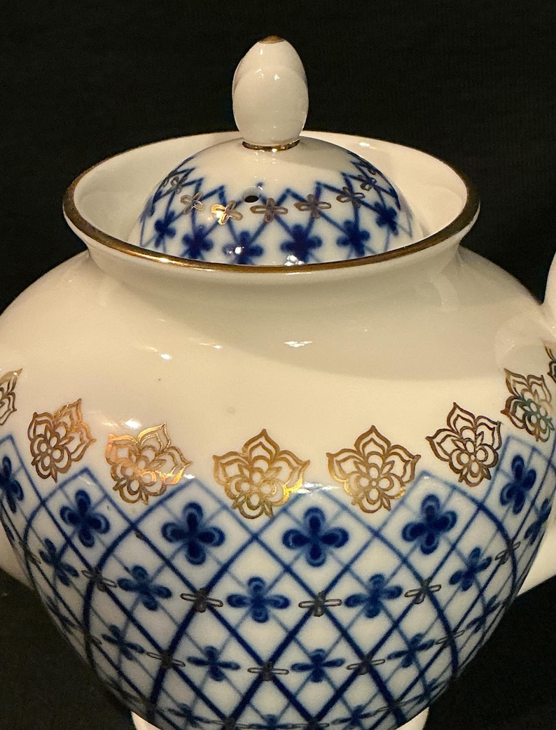Vintage Imperial Lomonosov Porcelain Cobalt and Gold Teapot St ...