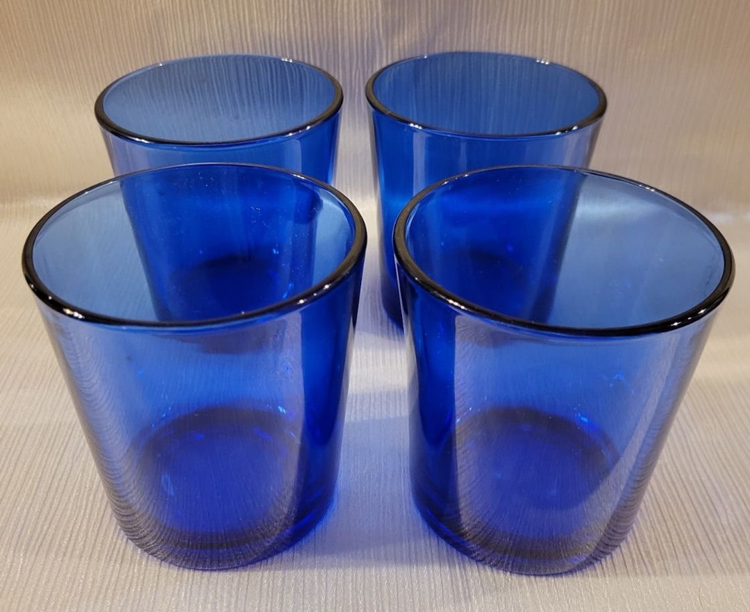 4 Vintage Libbey Glass Flare Cobalt Blue Double Rocks Tumblers 8 Oz. - Etsy