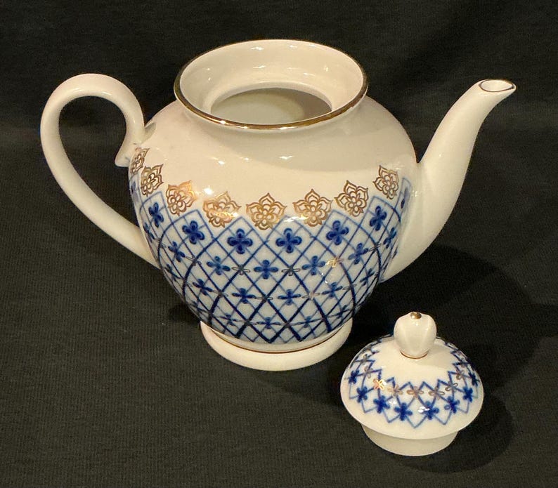 Vintage Imperial Lomonosov Porcelain Cobalt and Gold Teapot St ...
