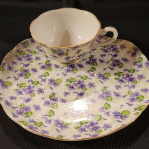 Vintage Lefton's China Violet Chintz Cup and Snack or Luncheon Plate - Etsy