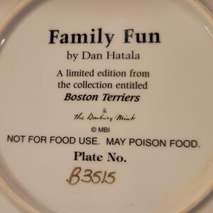 Vintage Porcelain Danbury Mint Boston Terrier Plate by Dan Hatala ...