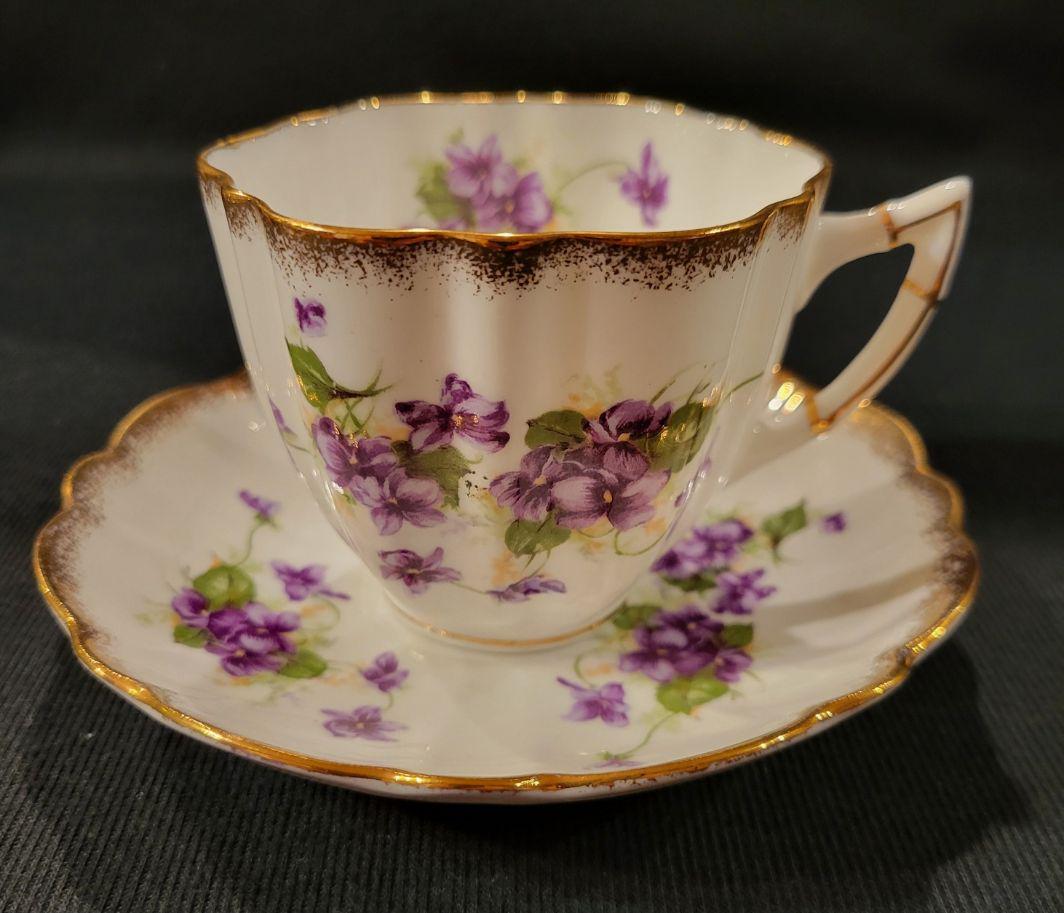 Vintage Victoria Bone Chine Violets Cup and Saucer Made in England - Etsy