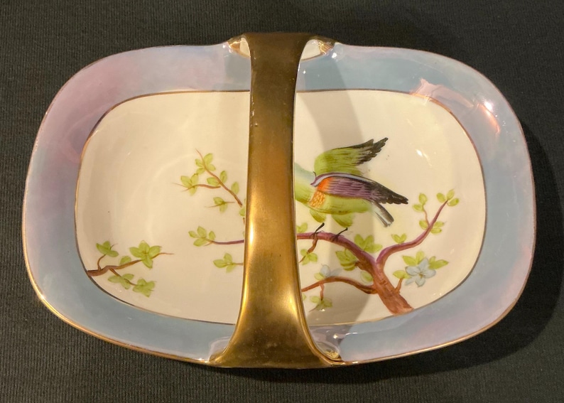 Vintage Noritake Morimura Brothers Porcelain Lusterware Handled Tray ...