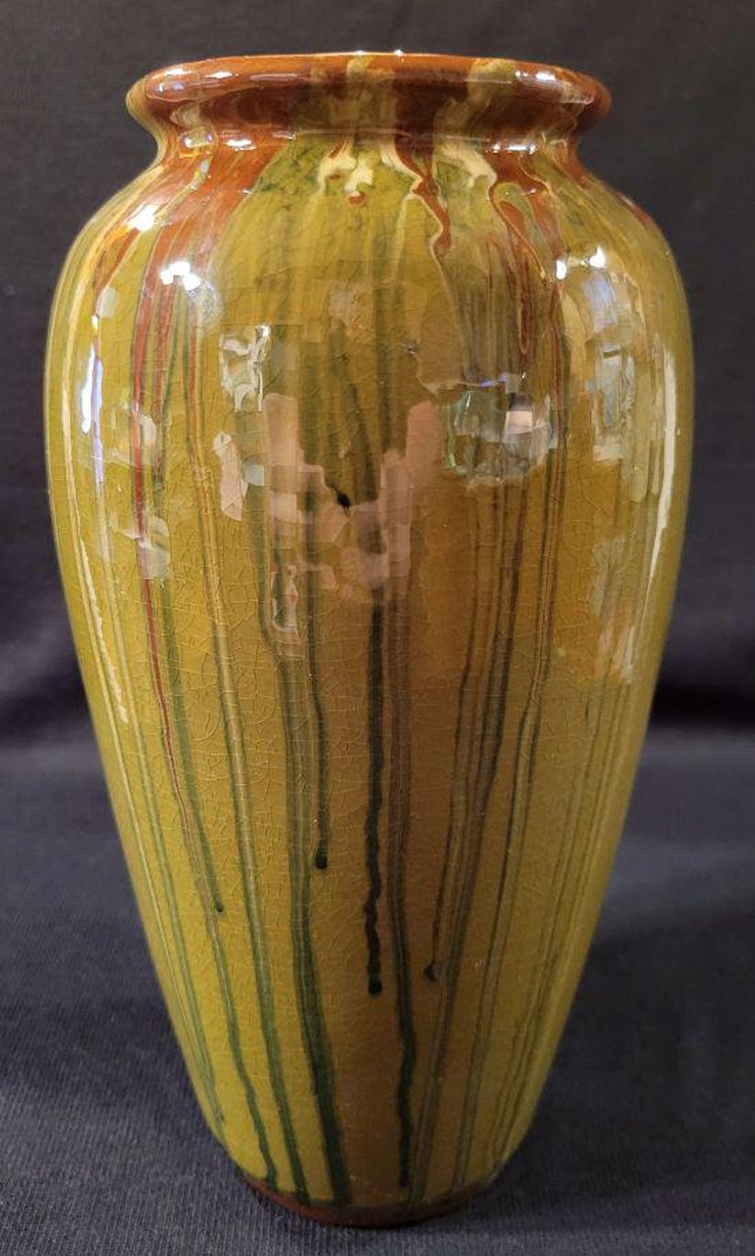 Antique Circa 1920's Peters and Reed Pottery Shadow Ware Vase Olive ...