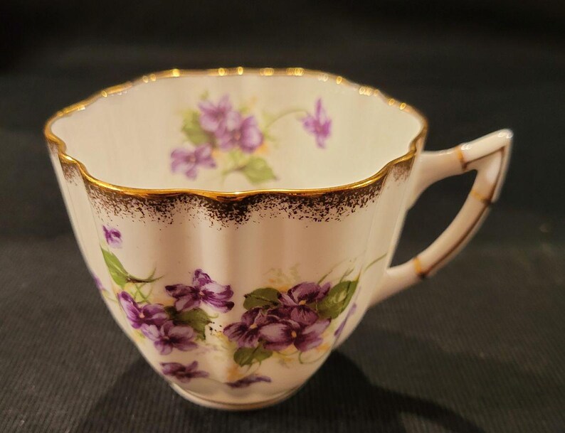 Vintage Victoria Bone Chine Violets Cup and Saucer Made in England - Etsy