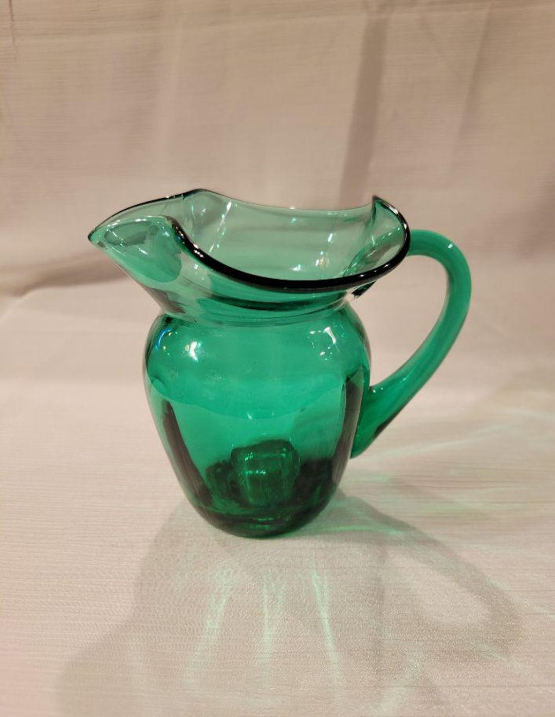 Vintage Green Hand Blown Pilgrim Glass Pitcher or Vase - Etsy