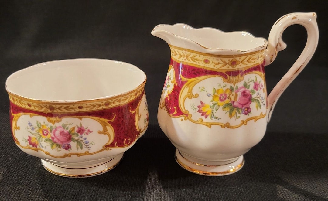 Vintage Royal Albert Crown China Lady Hamilton Cream and Sugar Set Made ...