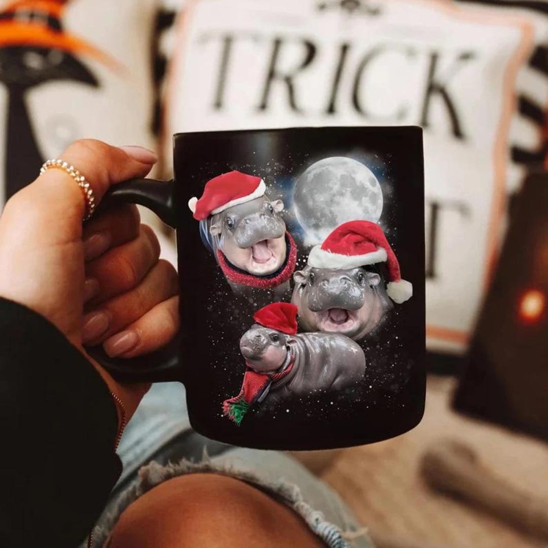 Christmas Moo Deng Meme Mug, I Love Moo Deng Mug, Moo Deng Fan Club Mug ...
