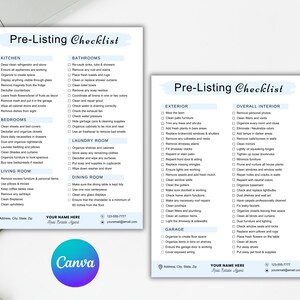 Pre-listing Checklist. Real Estate Prelisting Template. Sellers Agent ...