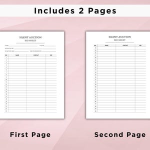 Editable Silent Auction Bid Sheet. Silent Auction Sign up Sheet ...