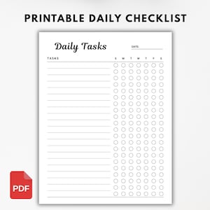 Printable Daily Checklist | Daily Task Checklist Template | Weekly to ...
