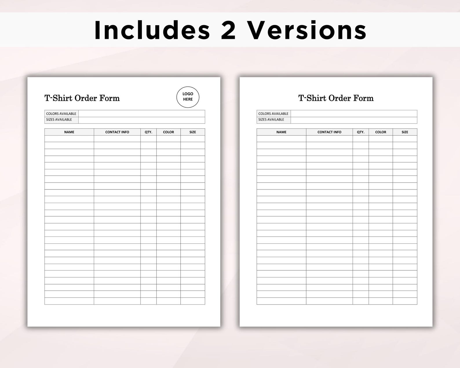T-shirt Order Form Template. Printable Order Form for Small Business ...