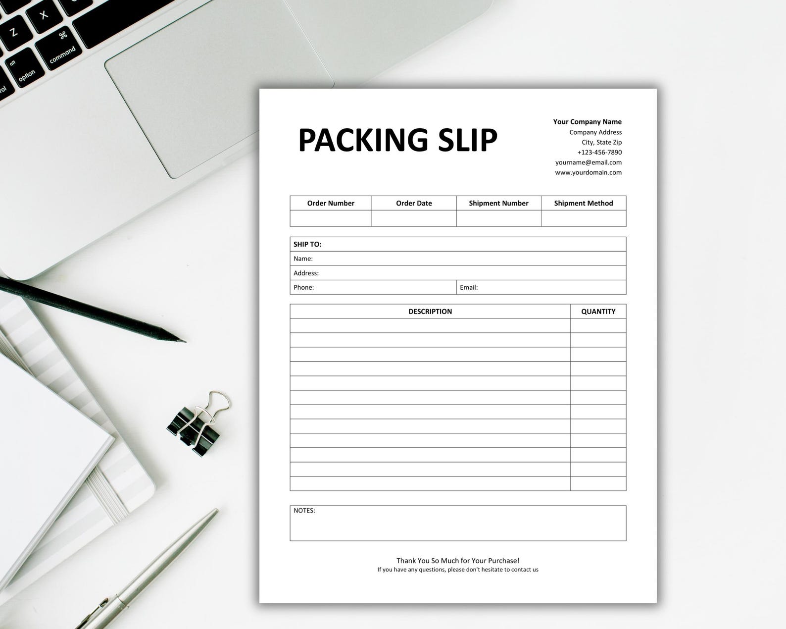 Editable Packing Slip Template. Customer Packing Slip. Printable ...