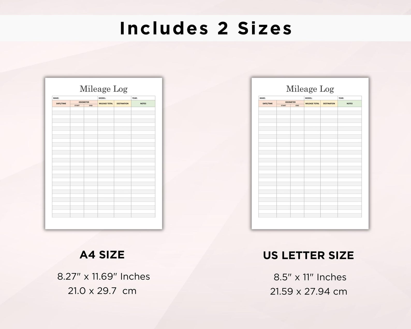 Mileage Log Printable PDF. Vehicle Miles Travelled Tracker. Mileage ...