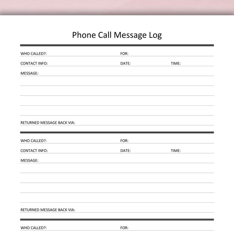 Phone Call Log Form - Etsy UK