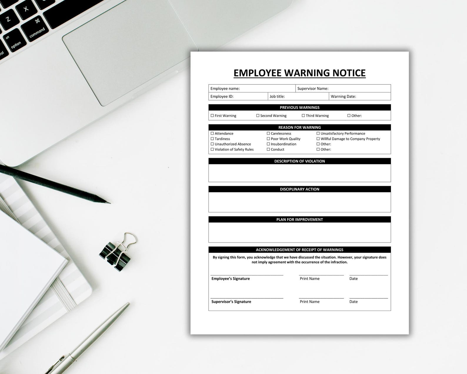 Editable Employee Warning Notice Template. Employee Discipline Form ...