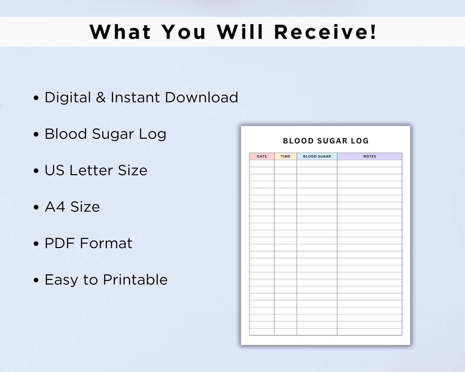 Blood Sugar Log Printable. Blood Sugar Reading Tracker. Blood Glucose ...