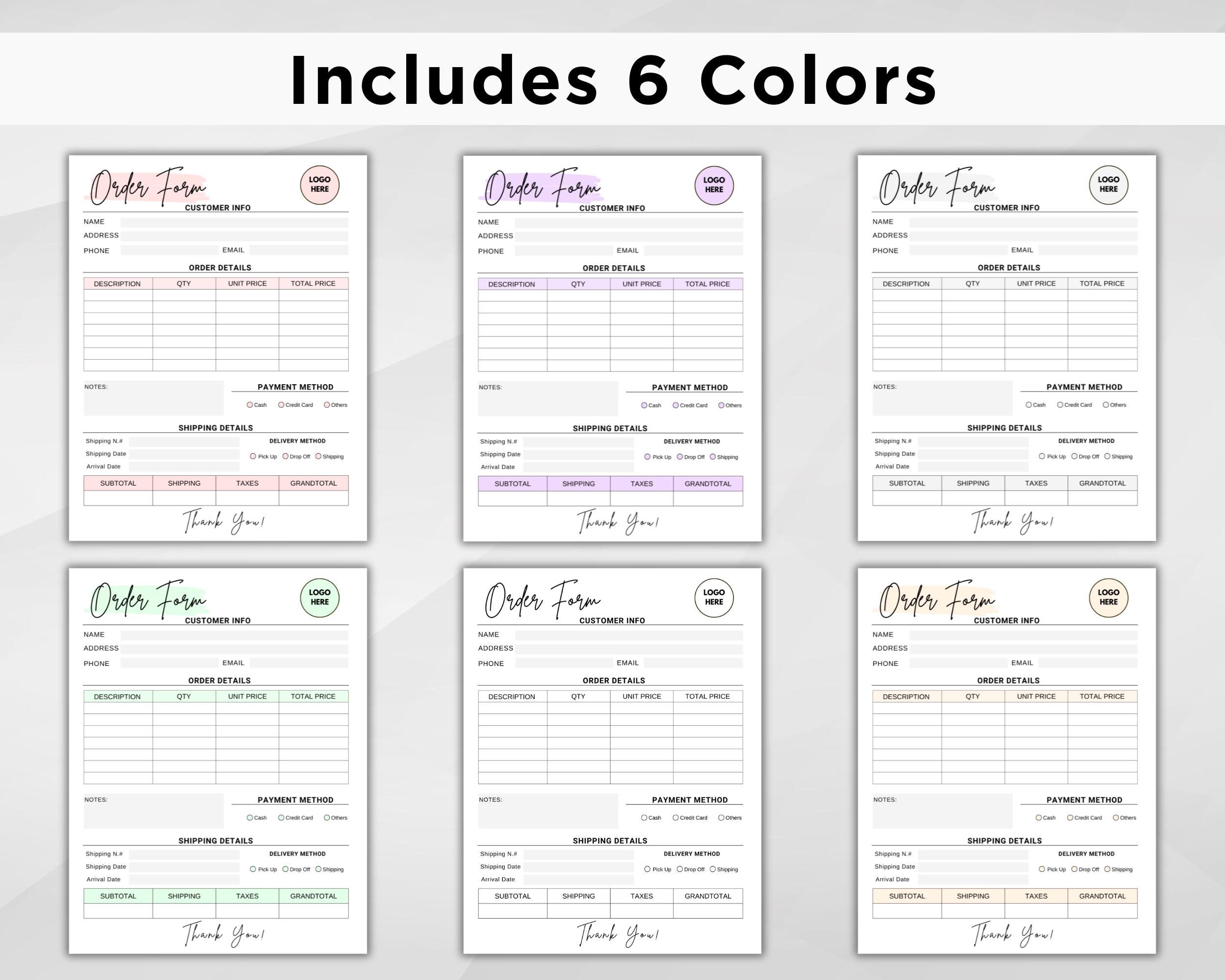 Order Form Template Small Business Editable | Order Forms | Custom ...