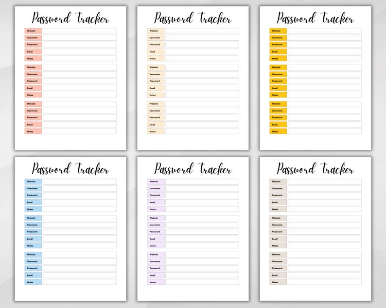 PRINTABLE Password Tracker. Printable Password Log. Password Keeper ...