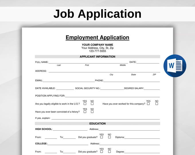 Application for Employment - Bilingual English/spanish - Etsy