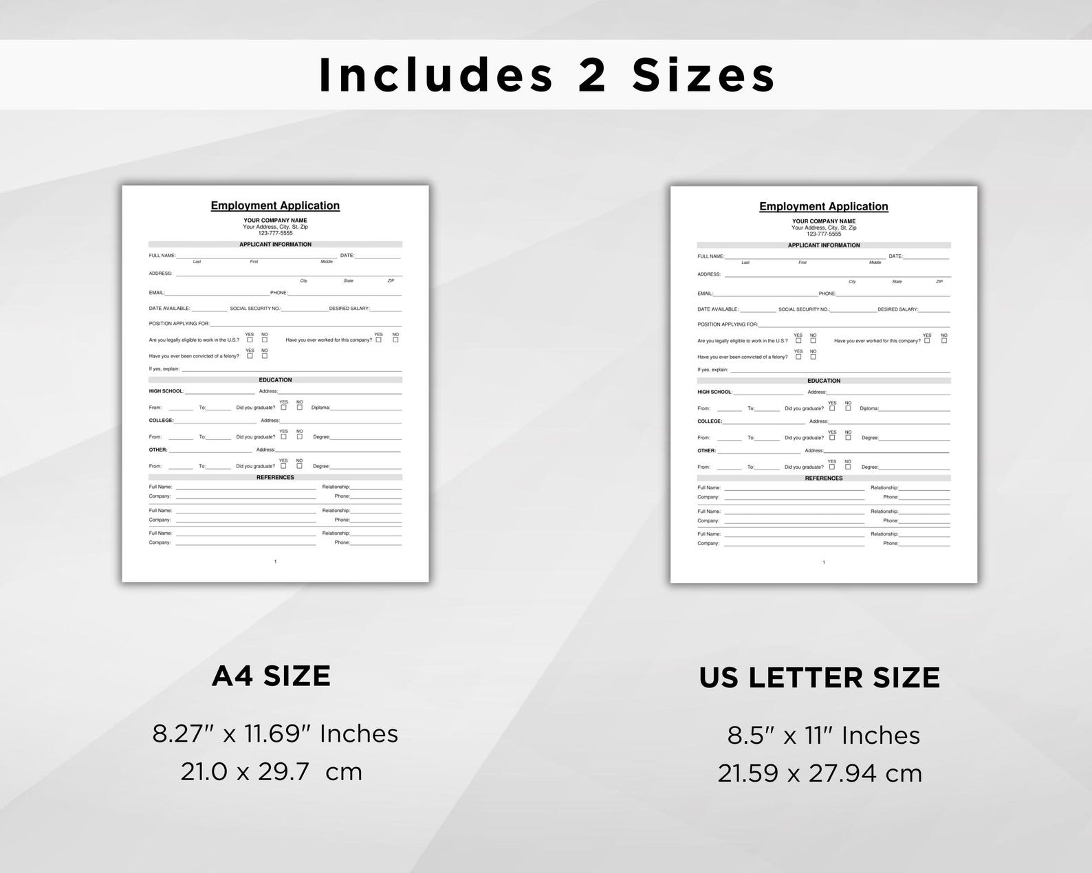 Printable Employee Application. Job Application Template. Application ...