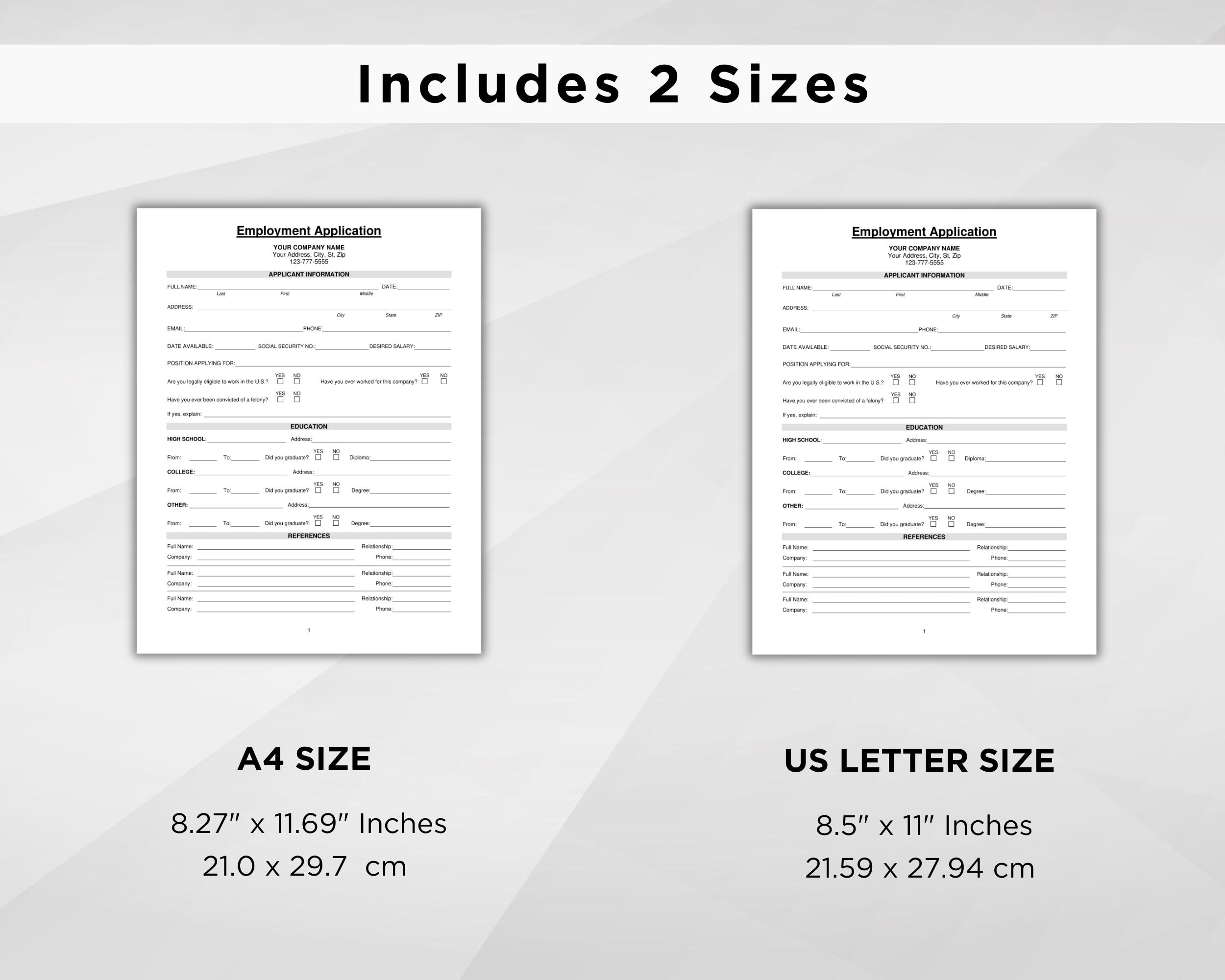 Printable Employee Application. Job Application Template. Application ...