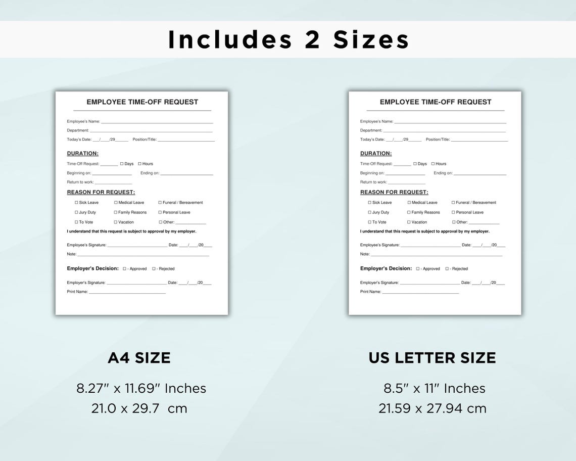 Editable Employee Time-off Request Template. Printable Vacation Request ...