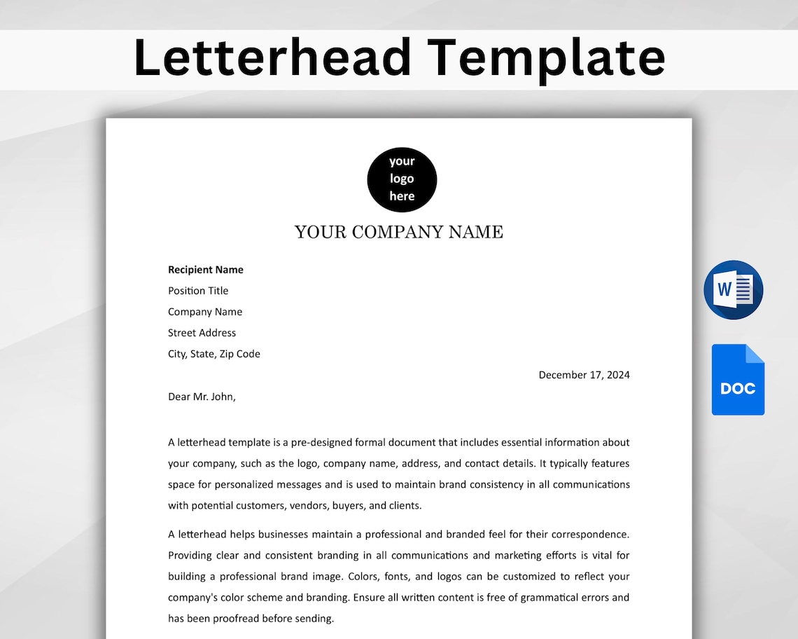 Letterhead Template. Editable Business Letterhead Template. Modern ...