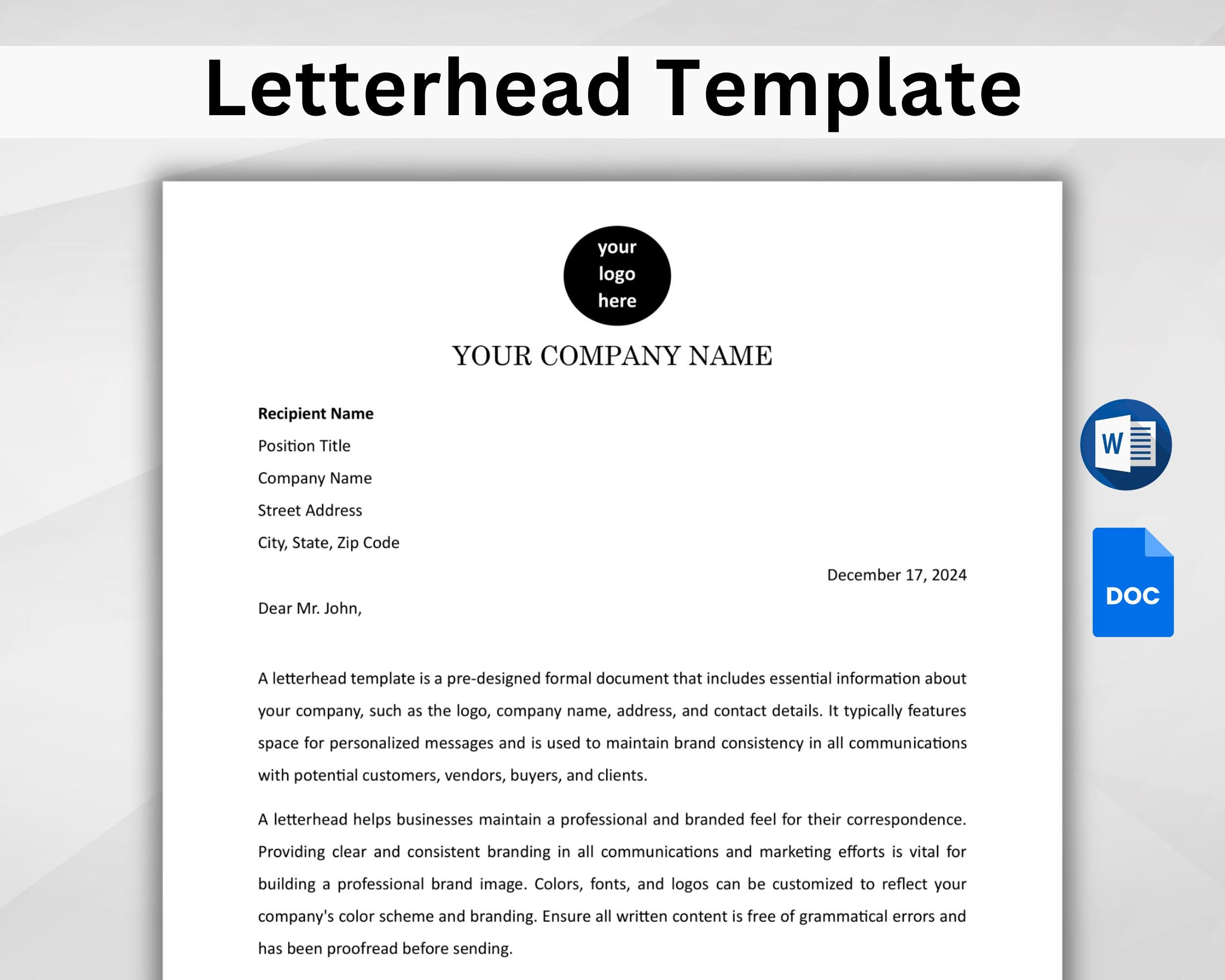 Letterhead Template. Editable Business Letterhead Template. Modern ...