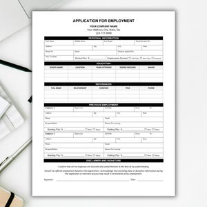 Job Application Template. Printable Employee Application. Application ...