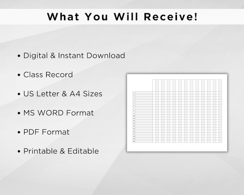 Printable Class Record Templates | Editable Student Grade Tracker ...