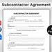 Subcontractor Agreement Template. Editable Subcontractor Contract Form. Job Subcontractor ...