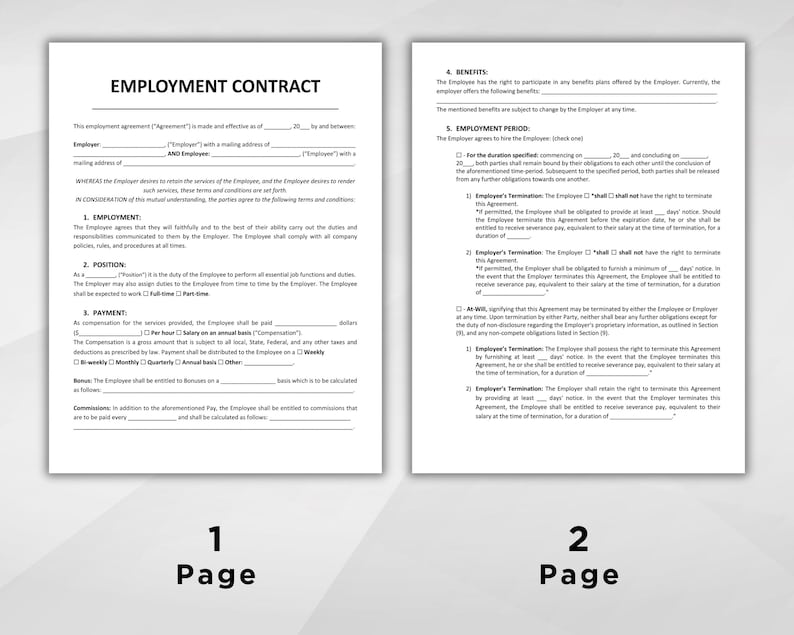 Employment Contract Agreement. Employment Service Contract Templates ...